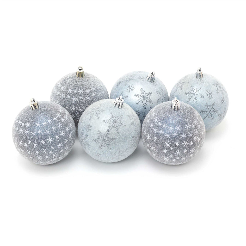 6 Piece Frosted Blue Christmas Baubles | Christmas Tree Decorations ...